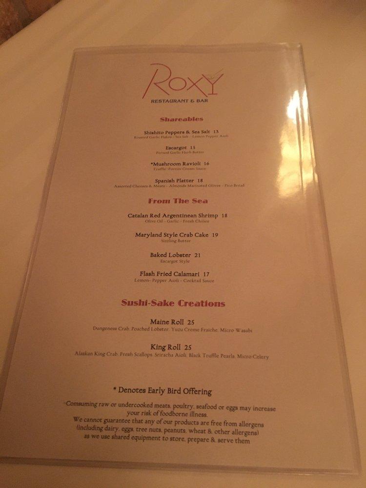 Menu at Roxy pub & bar, Reno, 345 N Virginia St