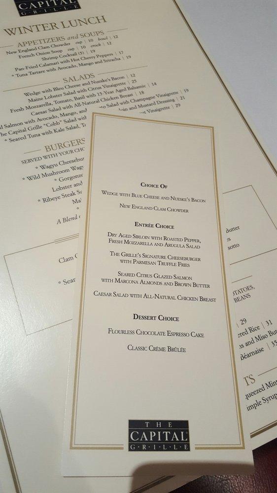 Menu at The Capital Grille pub & bar, Kansas City, Broadway Blvd