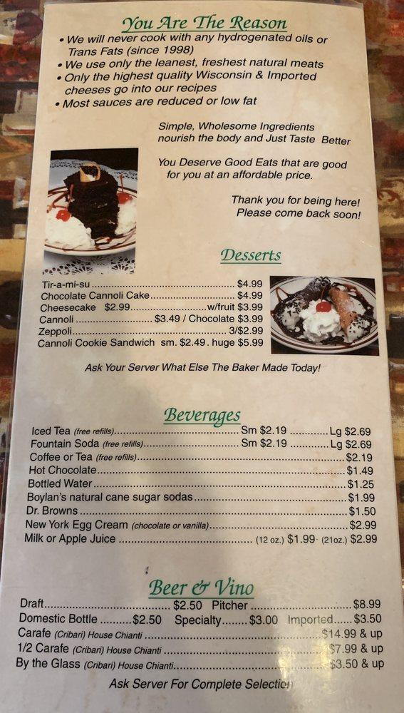 Menu at Angelina's Pizzeria, DeLand
