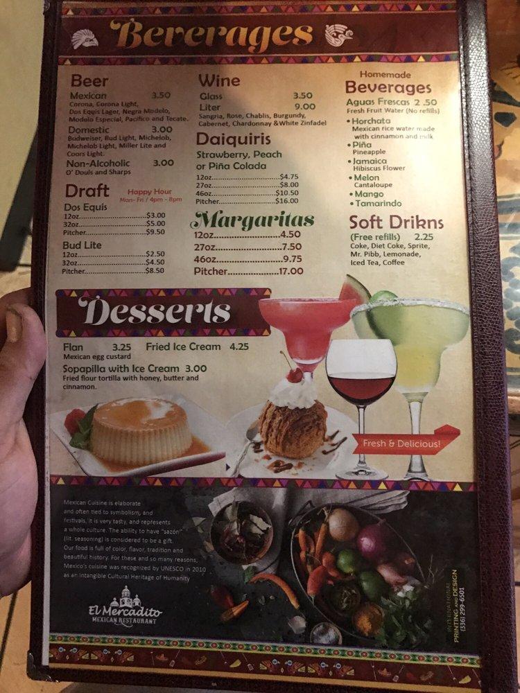 Menu at El Mercadito & Taqueria restaurant, Johns Island