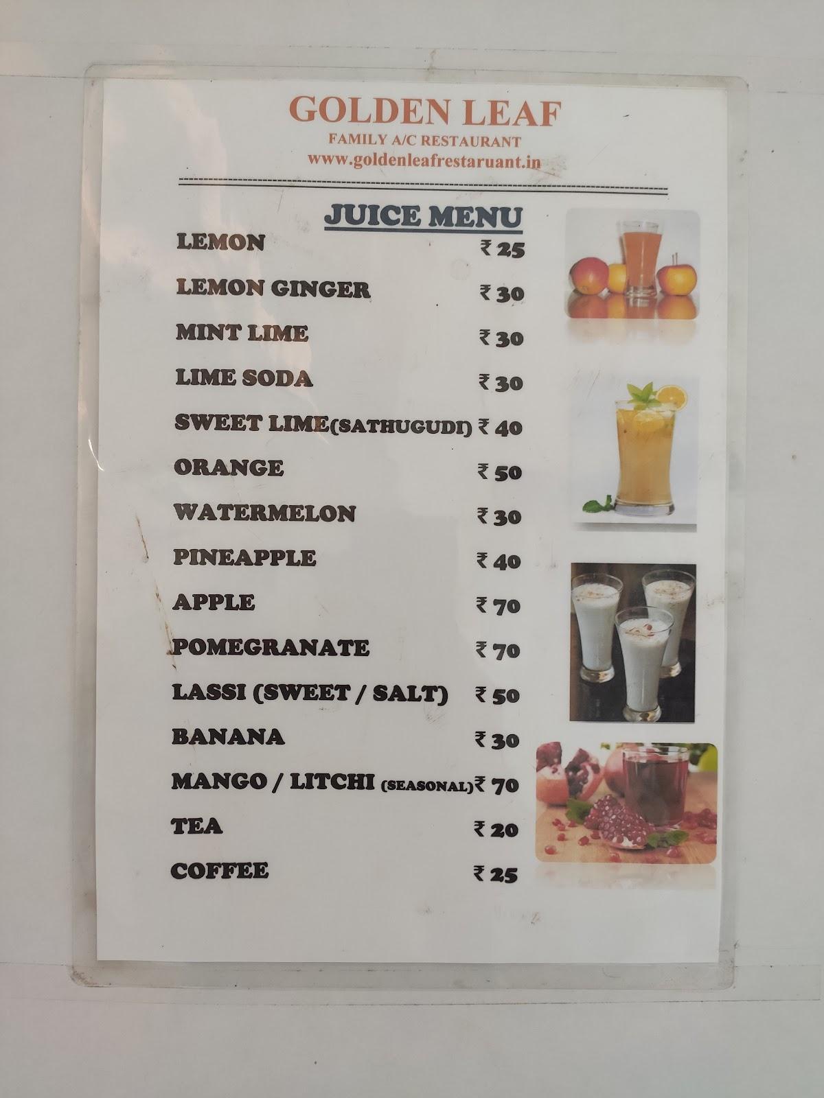 Menu at Golden Leaf Restaurant, Chennai, 1-38A