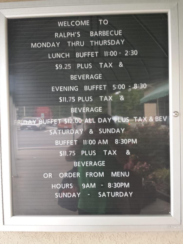 Menu at Ralph's Barbecue, Weldon