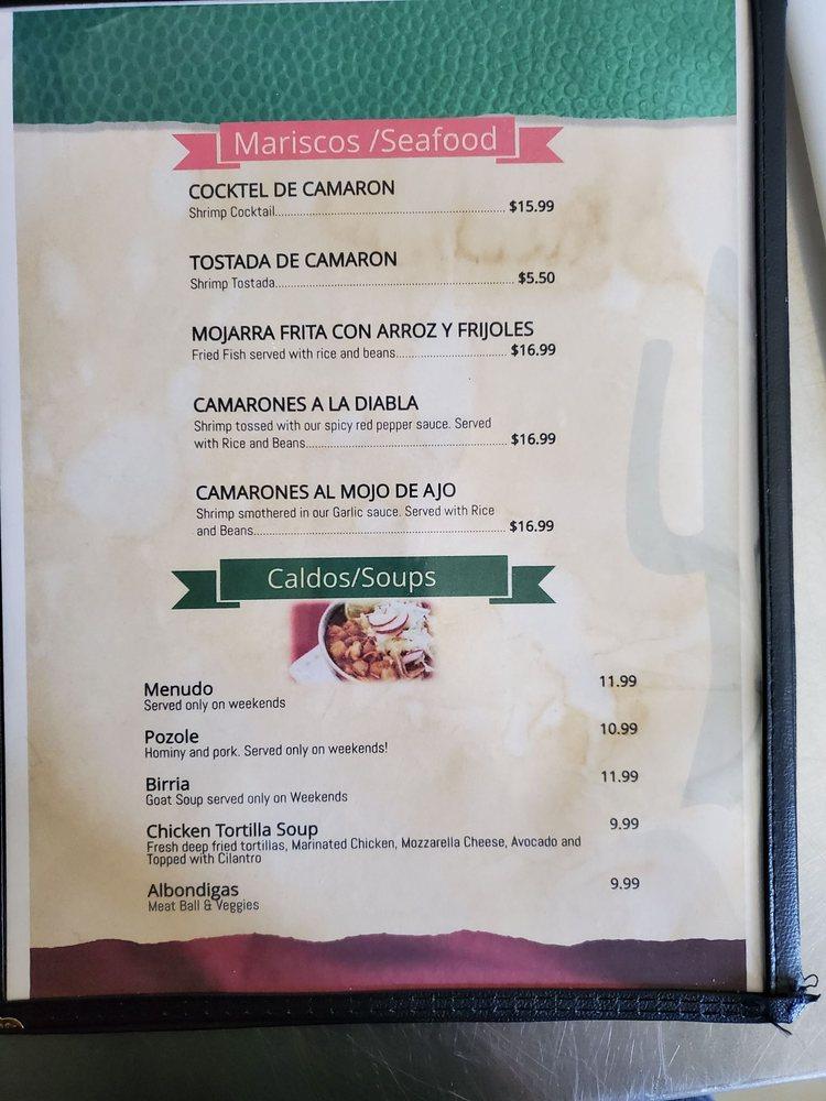 Menu at Fuentes Restaurant & Cantina, Minden
