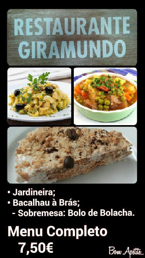 Menu at Giramundo restaurant, Sintra, Cacem