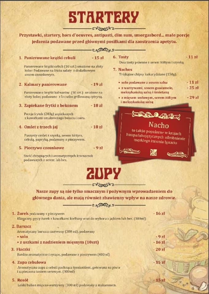 Menu at Restauracja OFF ROAD. Grosar restaurant, Sanok
