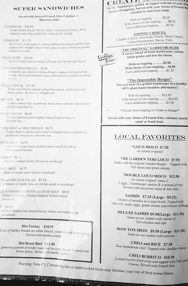 Menu at Don's Grill restaurant, Hilo