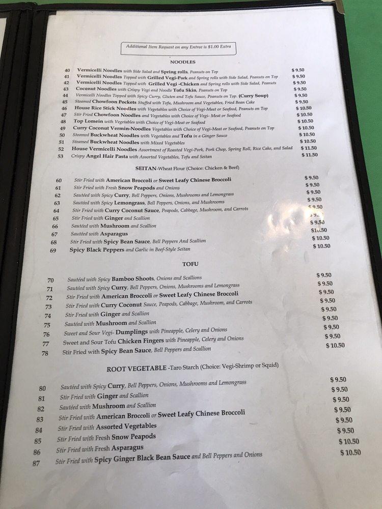 Menu at Grasshopper Vegan Restaurant, Boston
