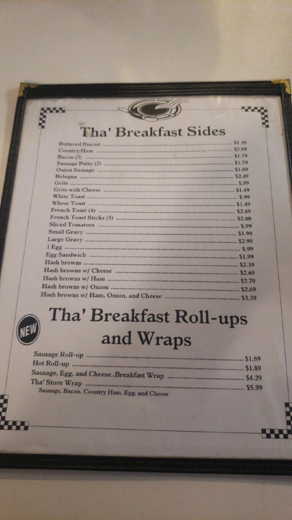 Menu at Tha' Store At Gilbert restaurant, Gilbert