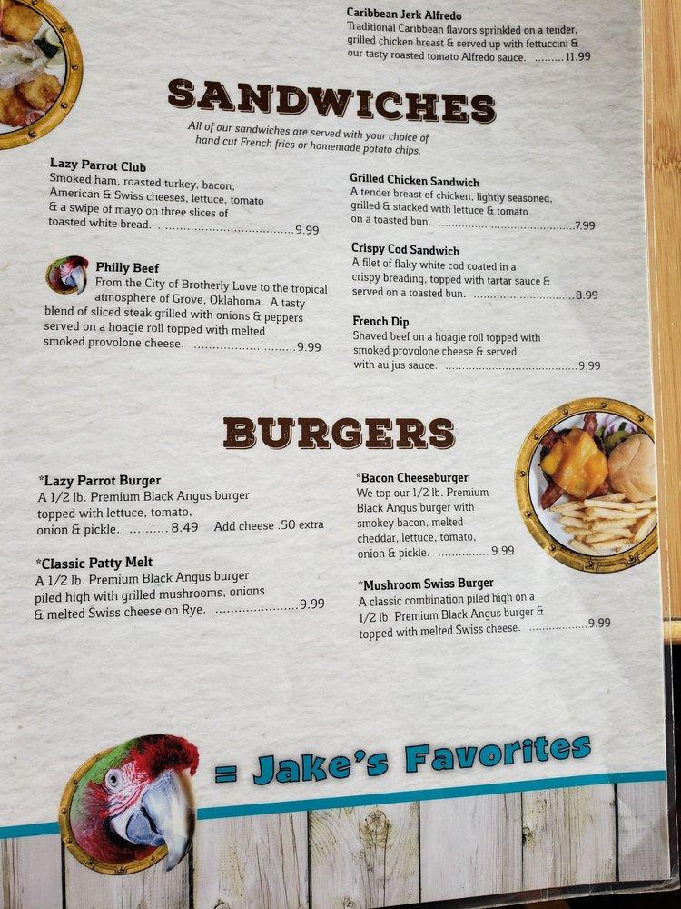 Menu at The Parrot Steakhouse and Grill, Grove