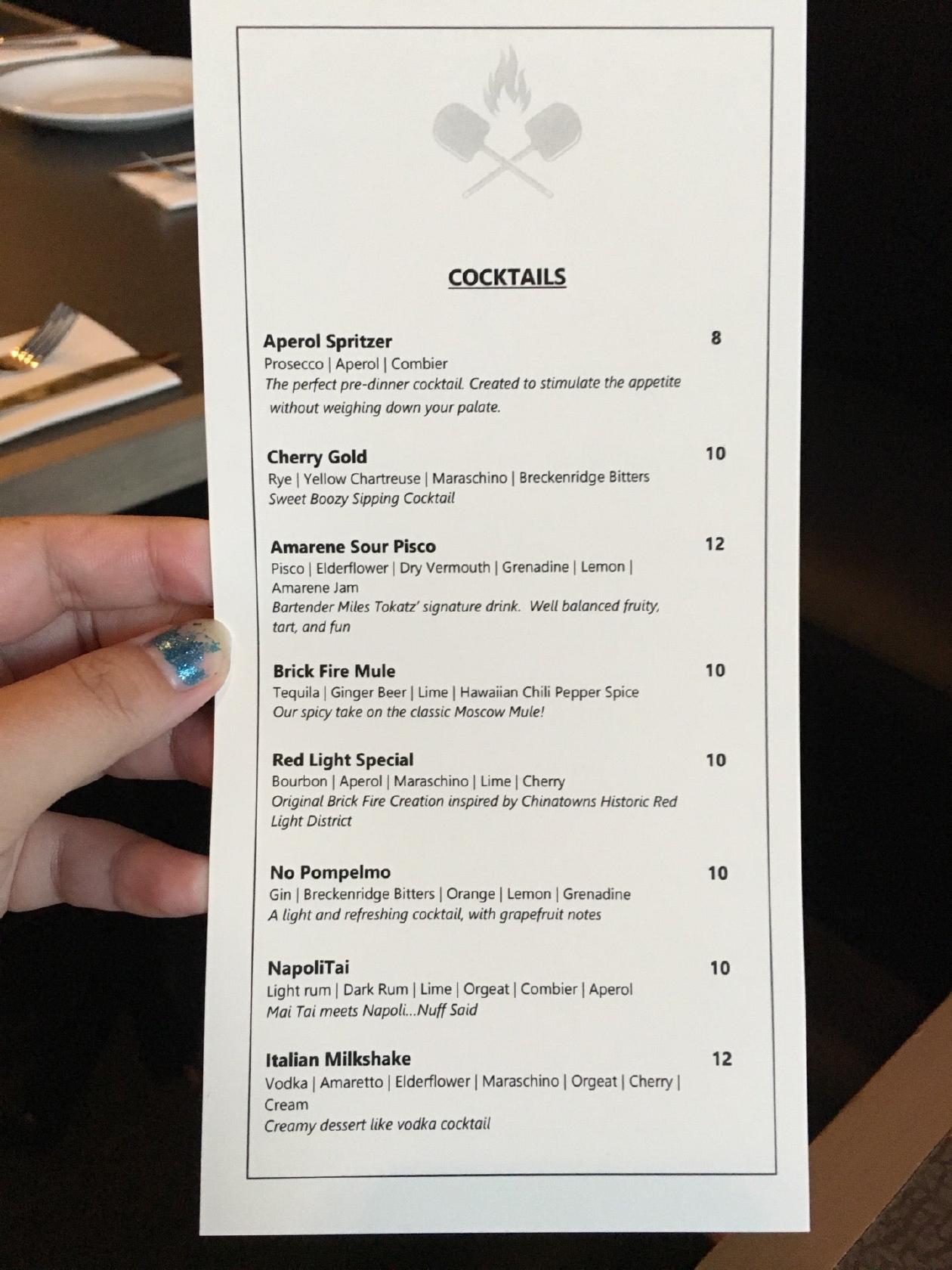Menu at Brick Fire Tavern pizzeria, Honolulu, 16 N Hotel St