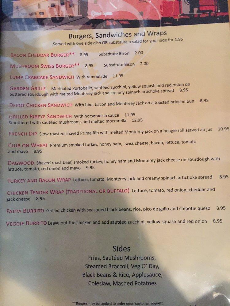 Menu at Depot Grille steakhouse, Staunton