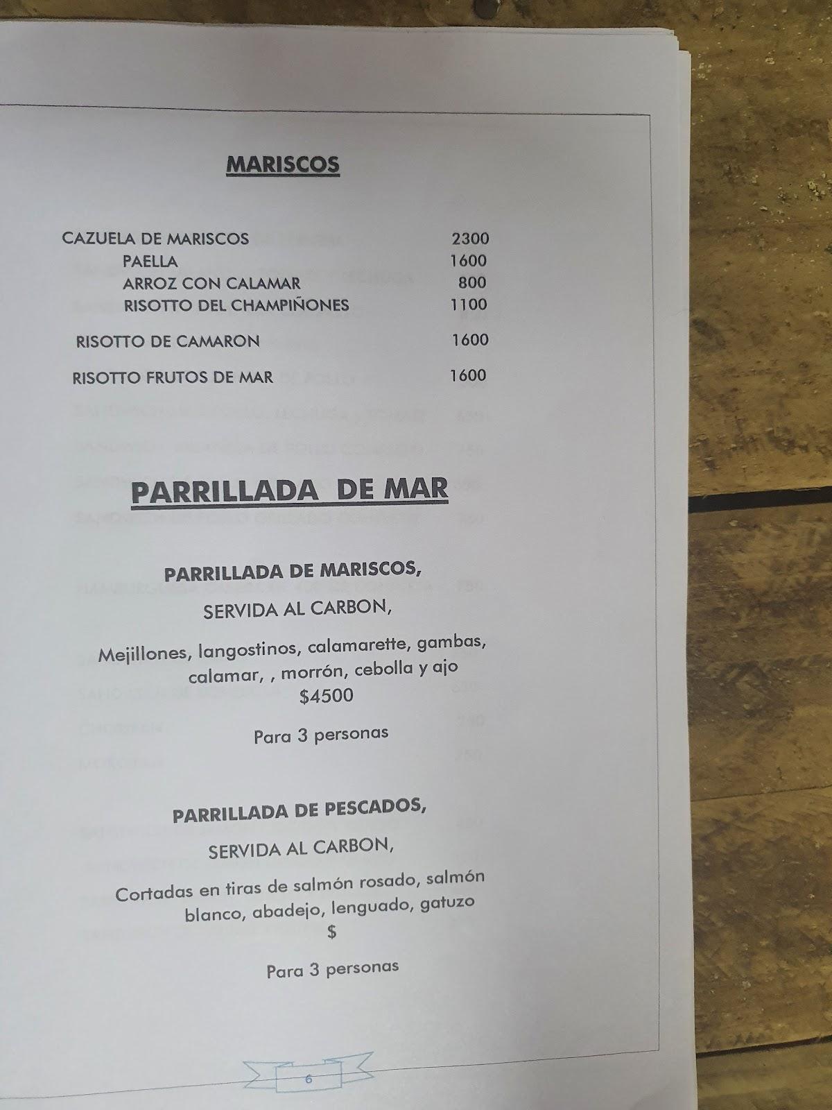 Carta del restaurante EL HORNERO DELTA, Tigre