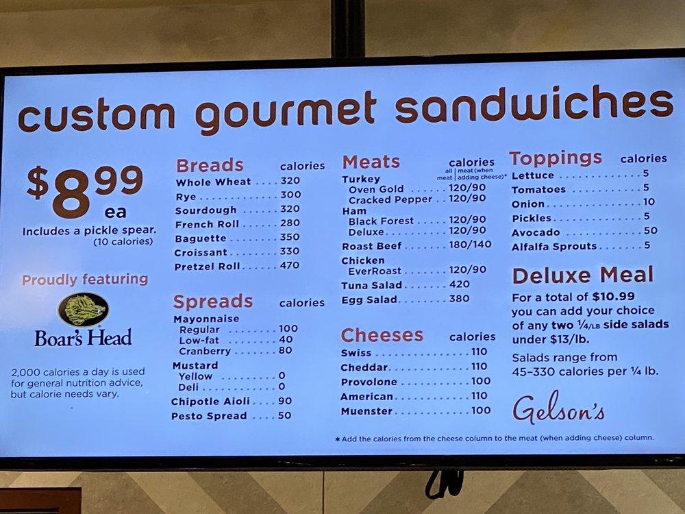 Menu at Gelson's Irvine restaurant, Irvine
