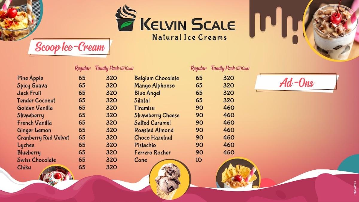 Menu at Kelvin Scale Creamery, Kadapa