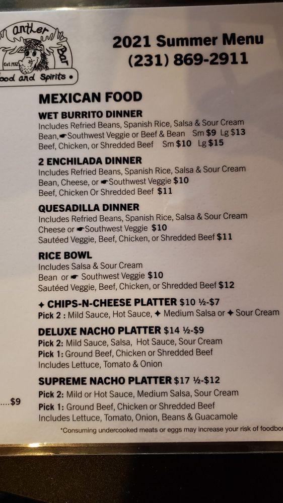 Menu at The Antler Pentwater pub & bar, Pentwater