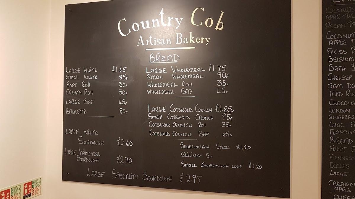 Menu at The Country Cob Artisan Bakery, Littlehampton