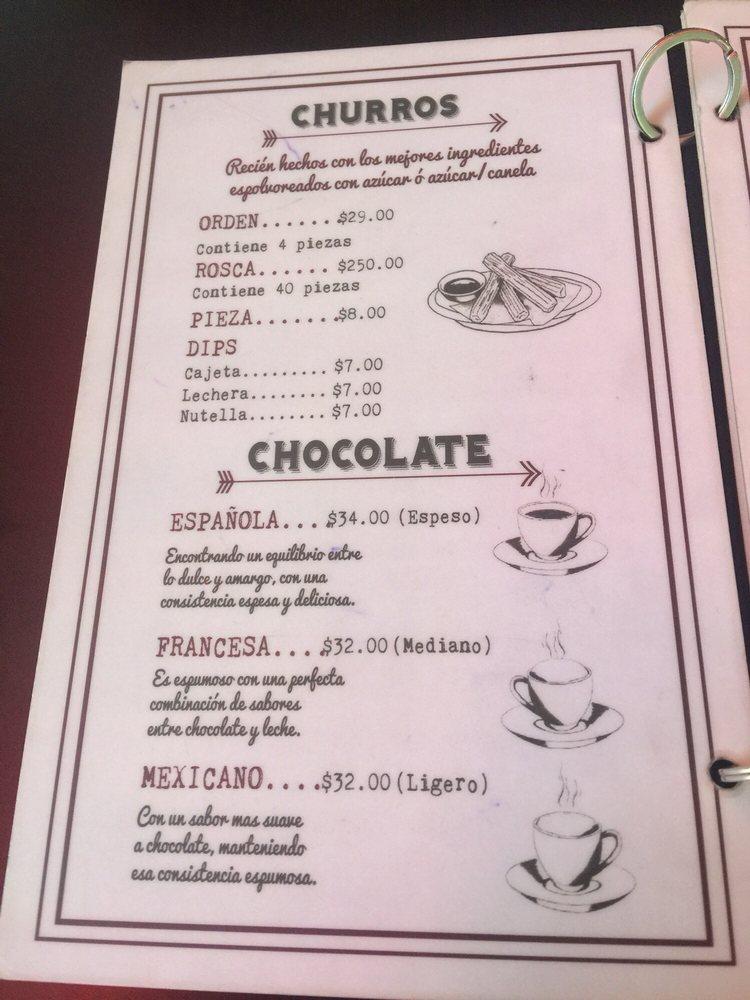 Menu at Churros La Bombilla desserts, Guadalajara, C. Manuel López ...