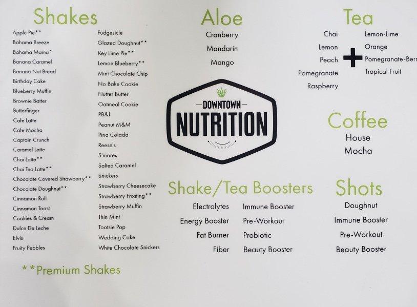Menu at Downtown Nutrition pub & bar, Memphis