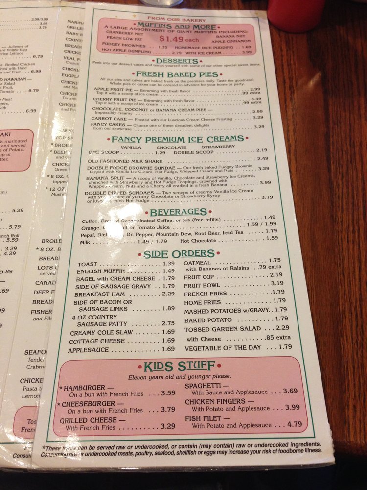 Menu at Farmer Boy Restaurant, Akron, Canton Rd