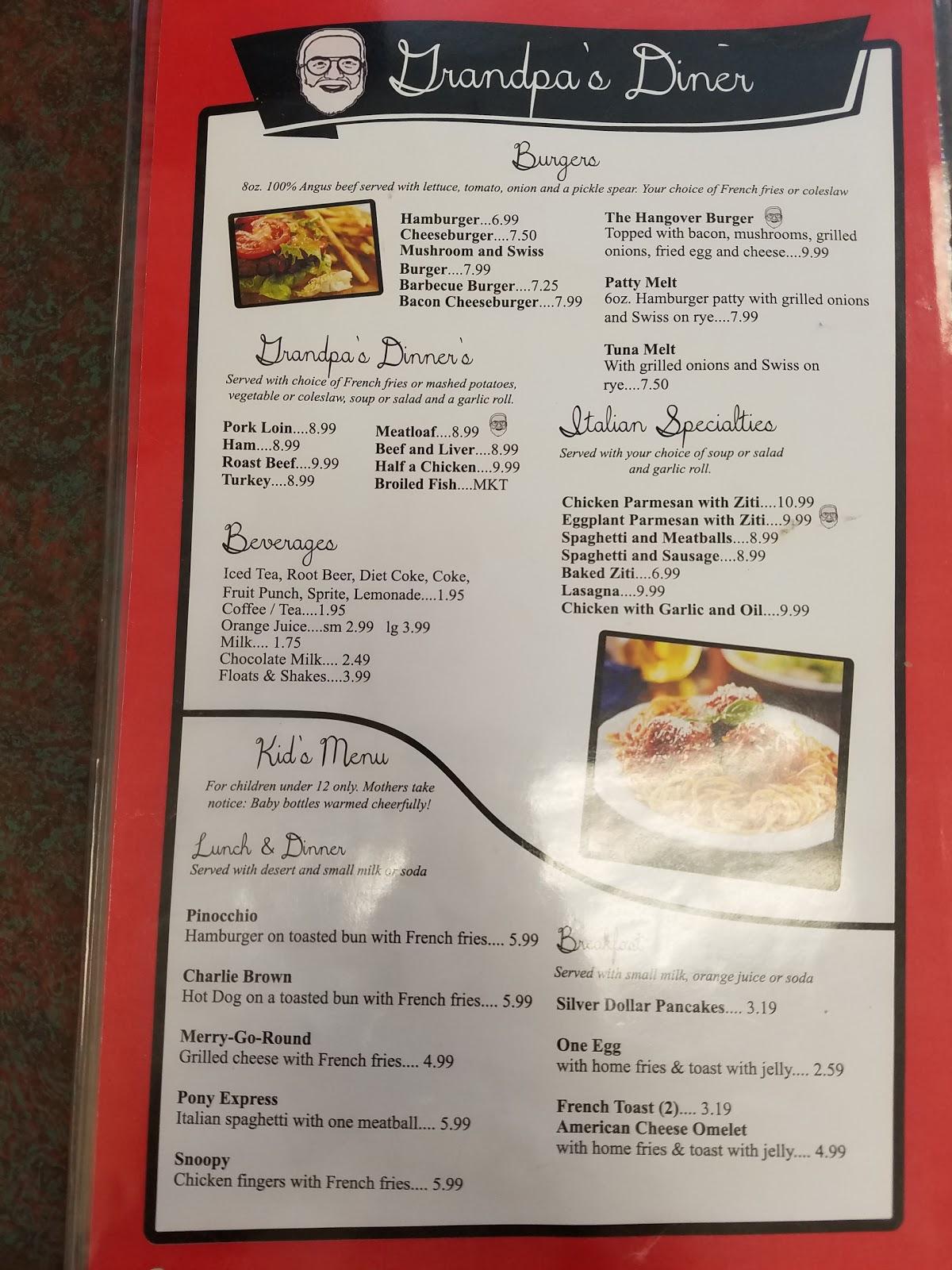 Menu at Grandpa's Diner restaurant, Port St. Lucie