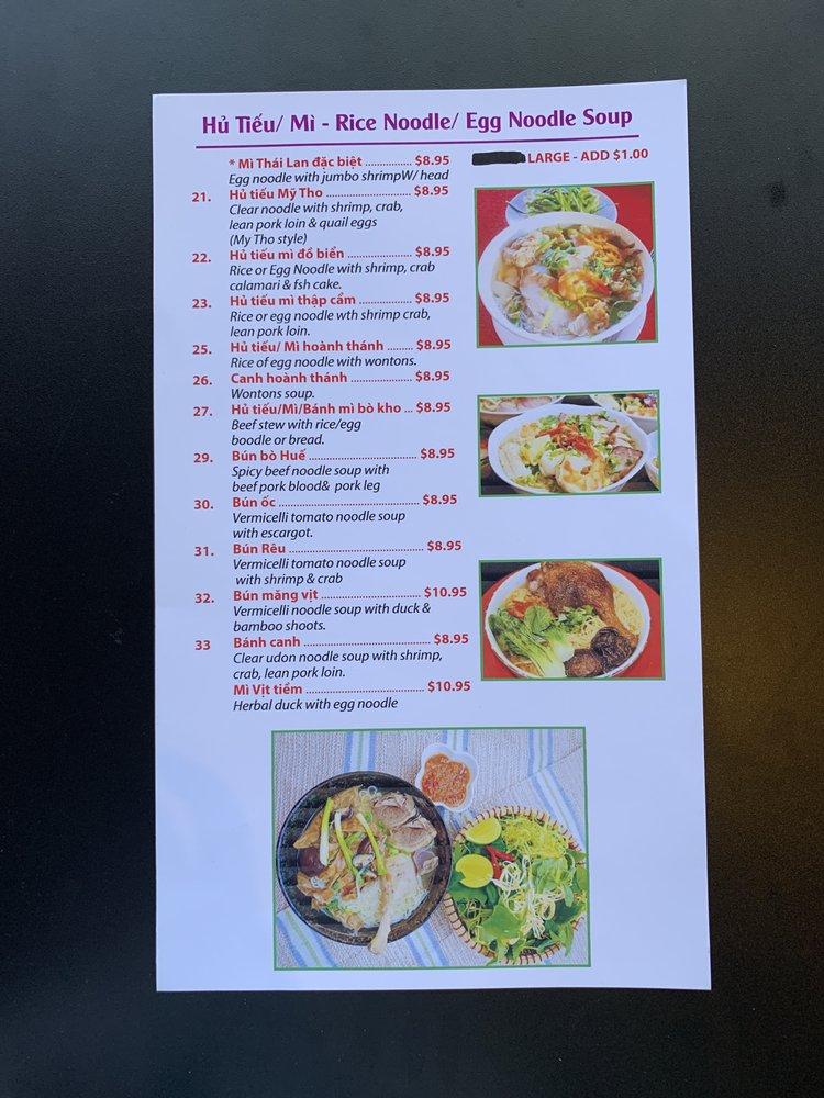 Menu at My Tho Vietnamese Cuisine restaurant, Sacramento