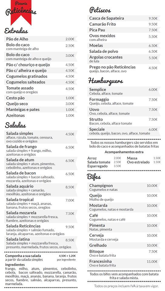 Menu em Reticências Café, Parede
