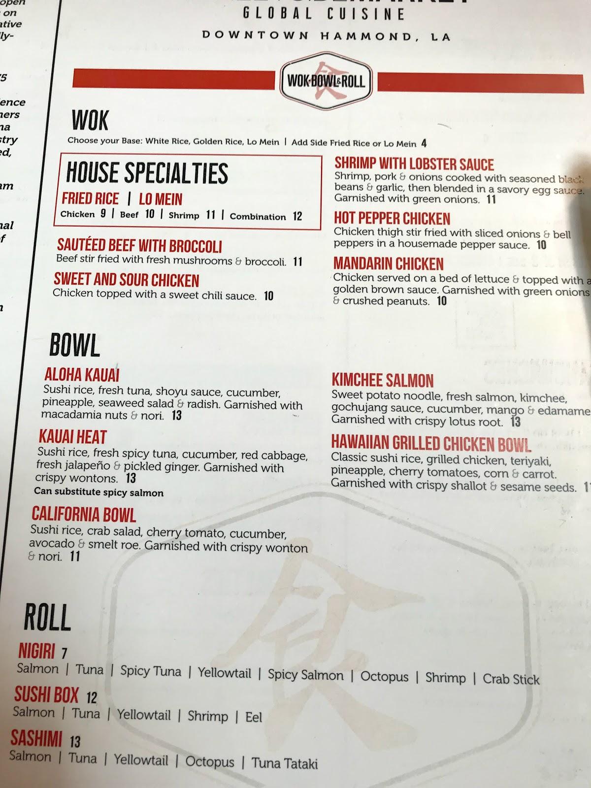 Menu at Streetside Market restaurant, Hammond