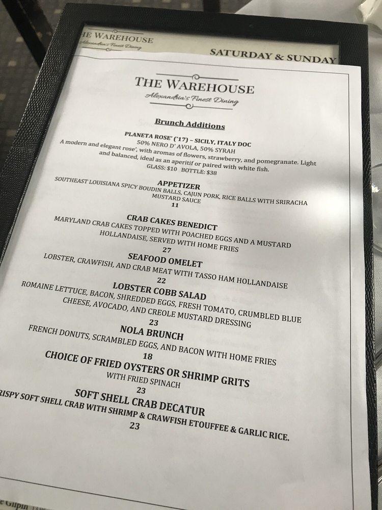 Menu at The Warehouse steakhouse, Alexandria, 214 King St