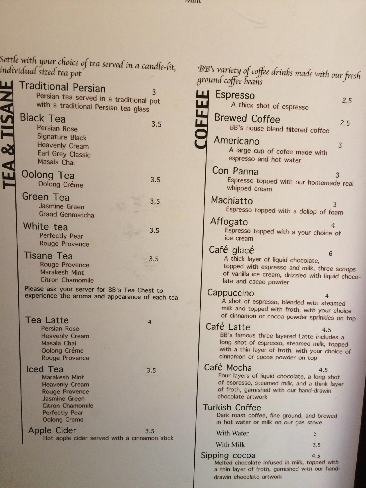 Menu at BB Cafe- Richmond Hill, Richmond Hill, Yonge St