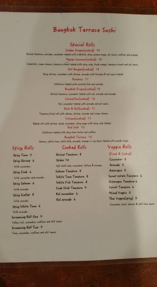 Menu at Bangkok Terrace restaurant, Blue Ash, Hunt Rd