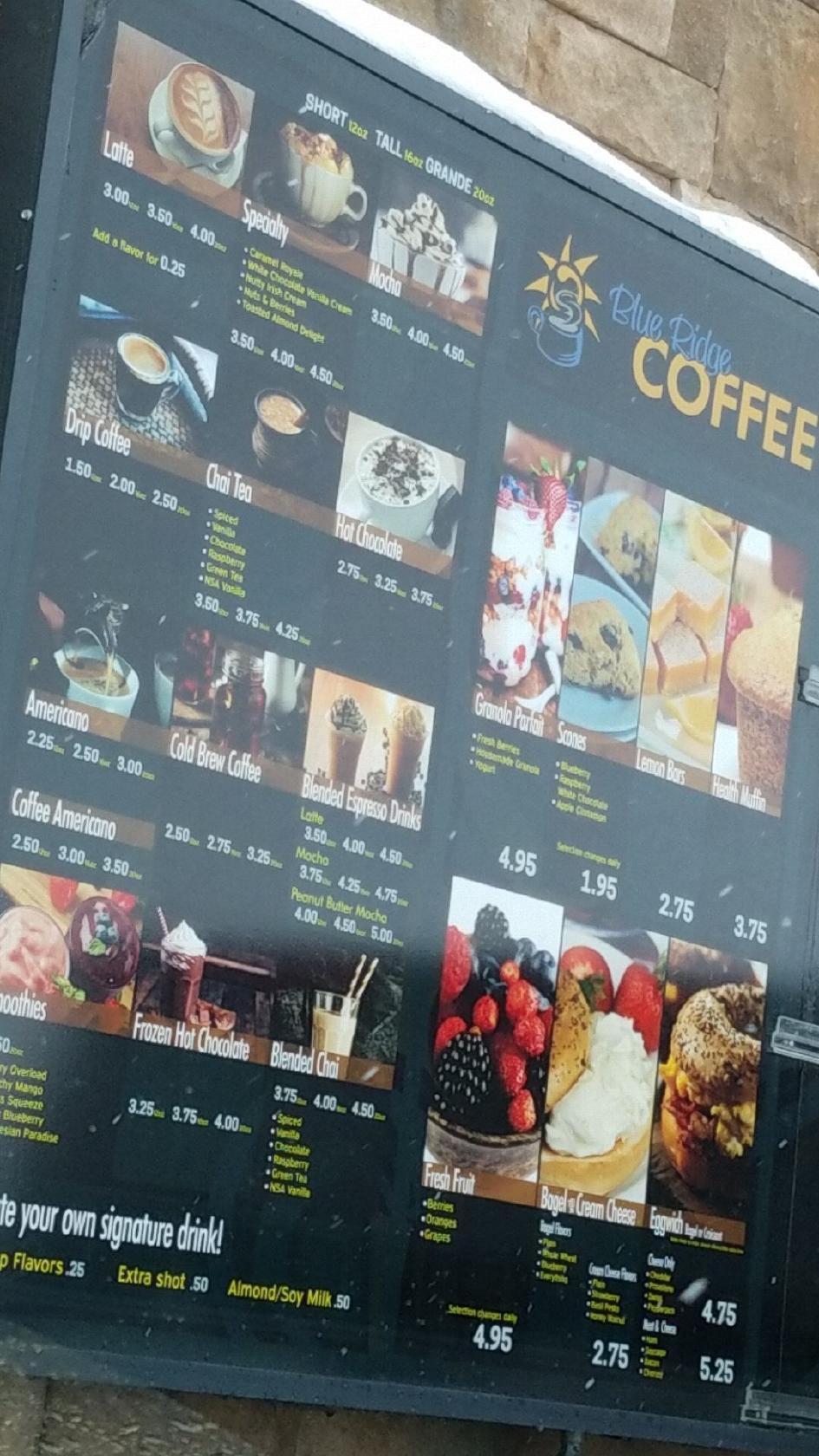 Menu at Blue Ridge Coffee pub & bar, Casper, Wyoming Blvd SW