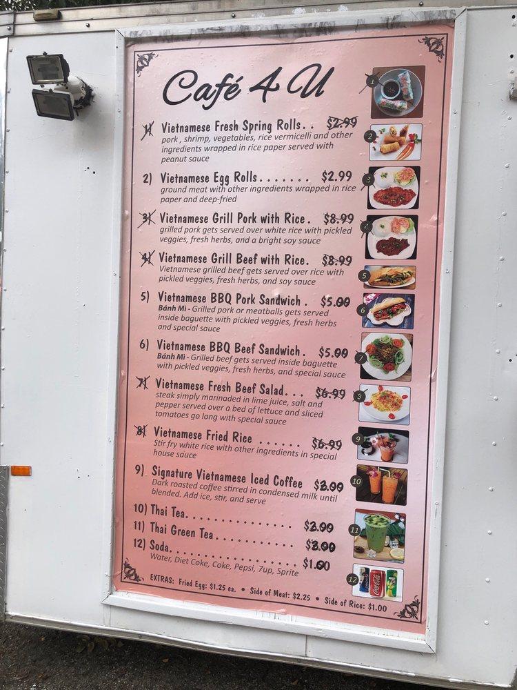 Menu at Cafe 4 U, Austin