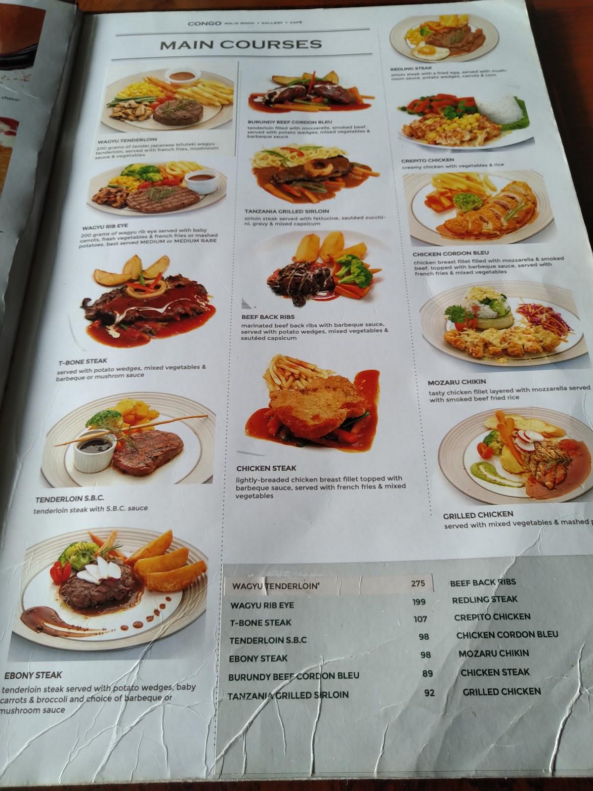 Menu at Congo Gallery & Cafe, Bandung