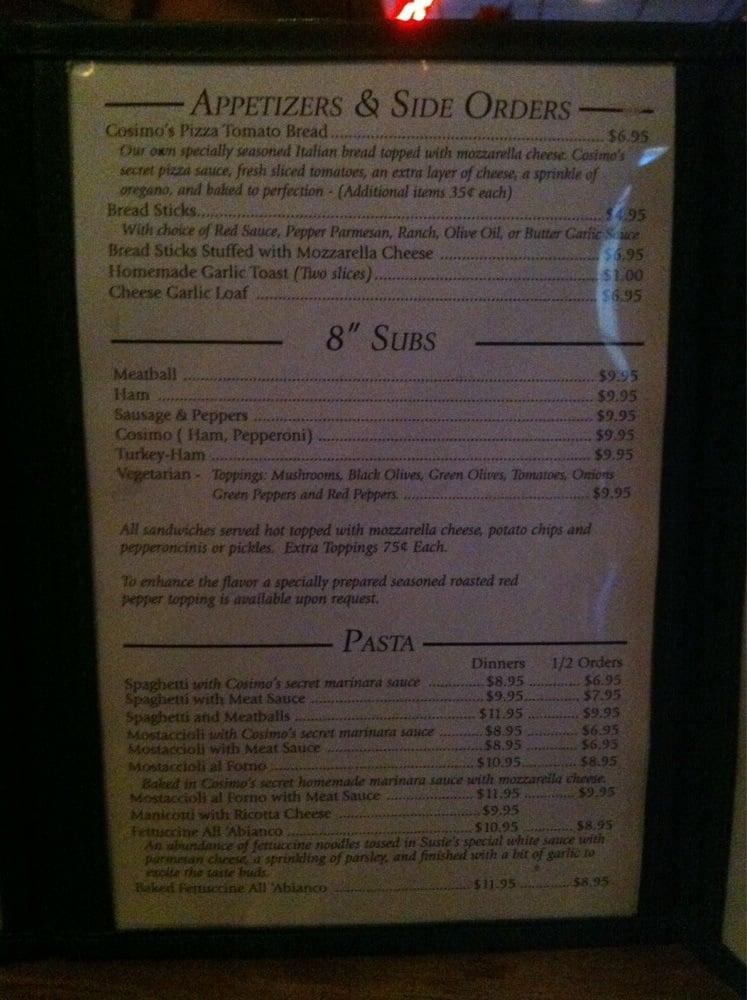 Menu at Cosimo & Susie's - A Bit of Italy pizzeria, Mishawaka