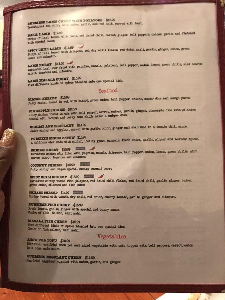 Menu at Dagon restaurant, Honolulu