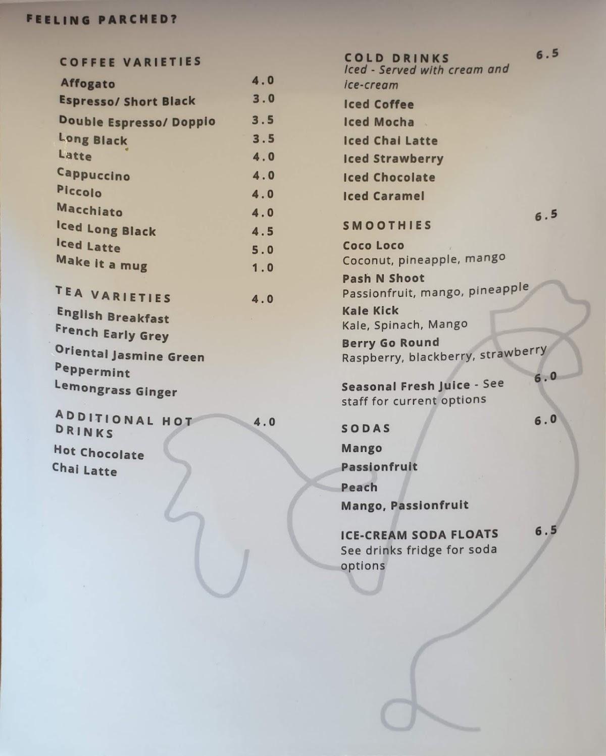 Menu at Gallo Coffee Co. cafe, Golden Square