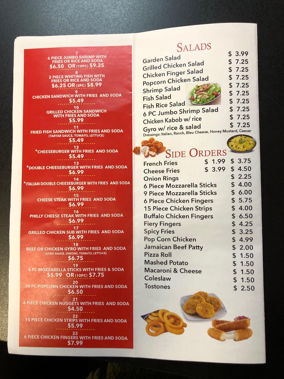 Carta del restaurante Kennedy Fried Chicken, Lynn, 252 Western Ave