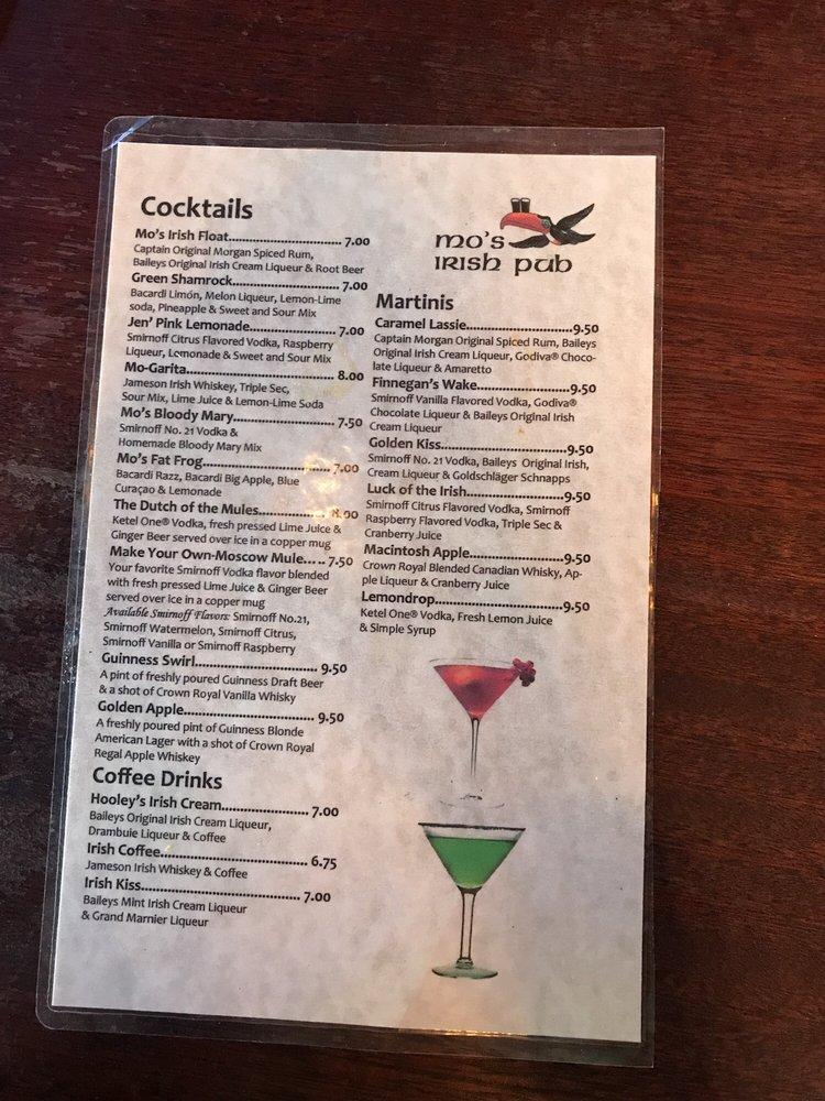 Menu at Mo's Irish Pub - Vintage Park, Houston, 138 Vintage Park Blvd
