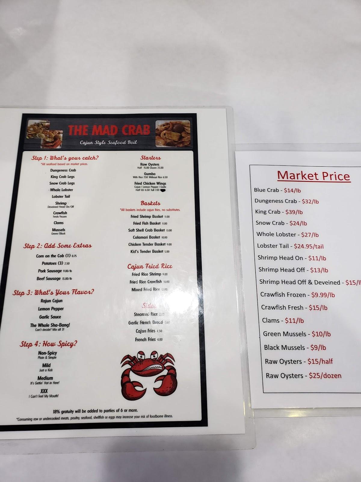Menu at The Mad Crab restaurant, University City