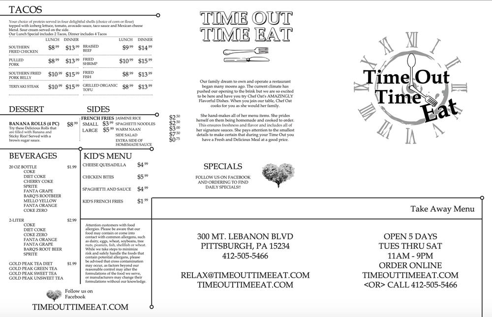 Time Out Time Eat in Pittsburgh - Restaurant menu and reviews