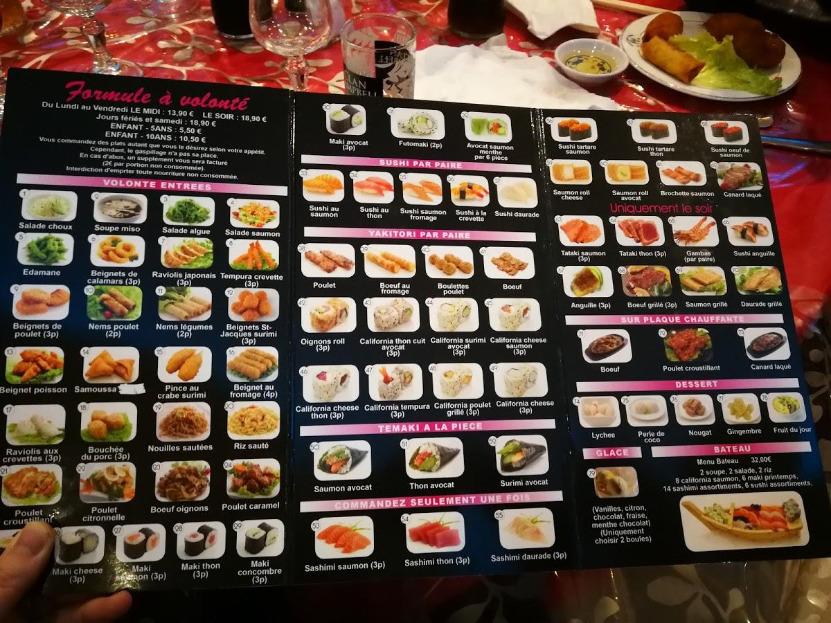 Menu au Asia Sushi restaurant, Solesmes