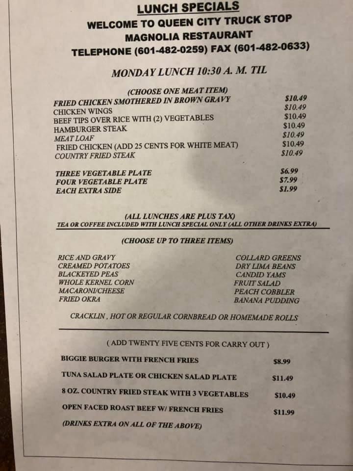Menu at Magnolia Restaurant, Meridian
