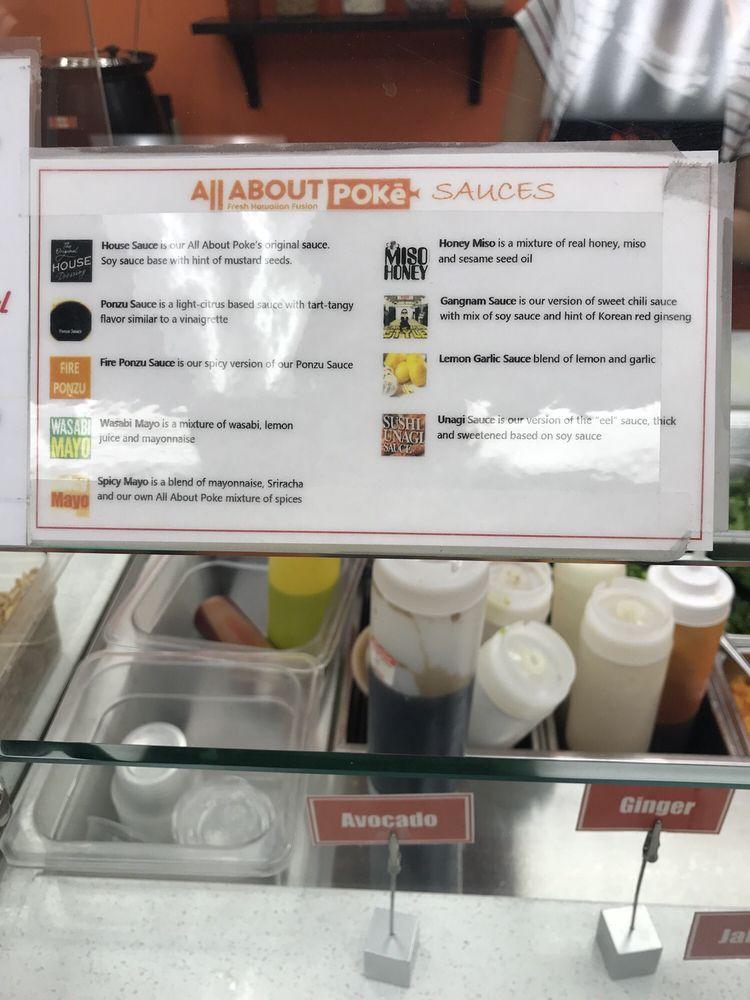 Menu at All About Poke pub & bar, La Cañada Flintridge, Verdugo Blvd e