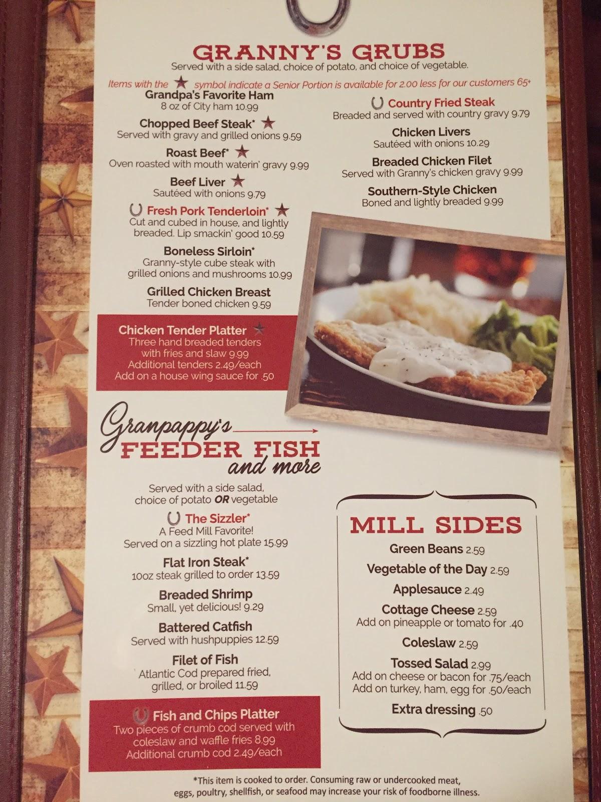 Carta de Feed Mill Restaurant & Pizza, Felicity