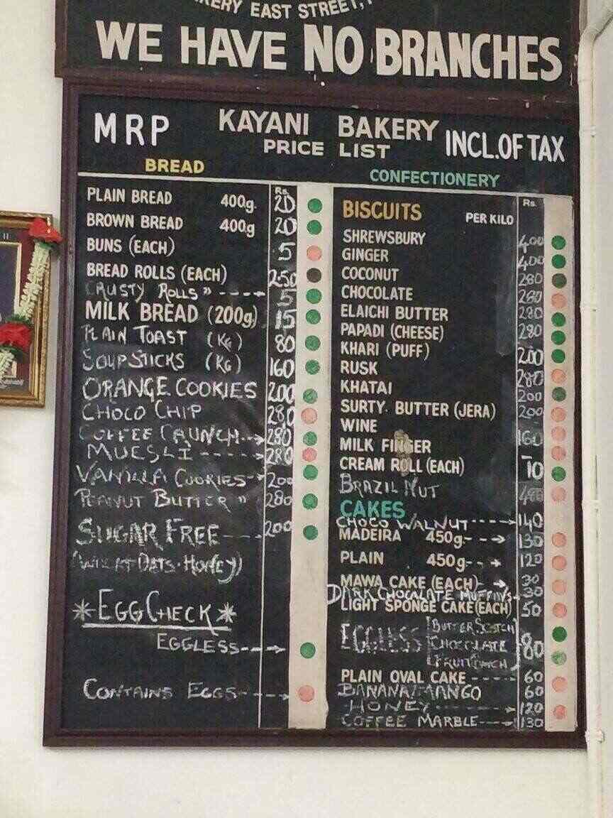 Menu at Kayani Bakery, Pune, 6