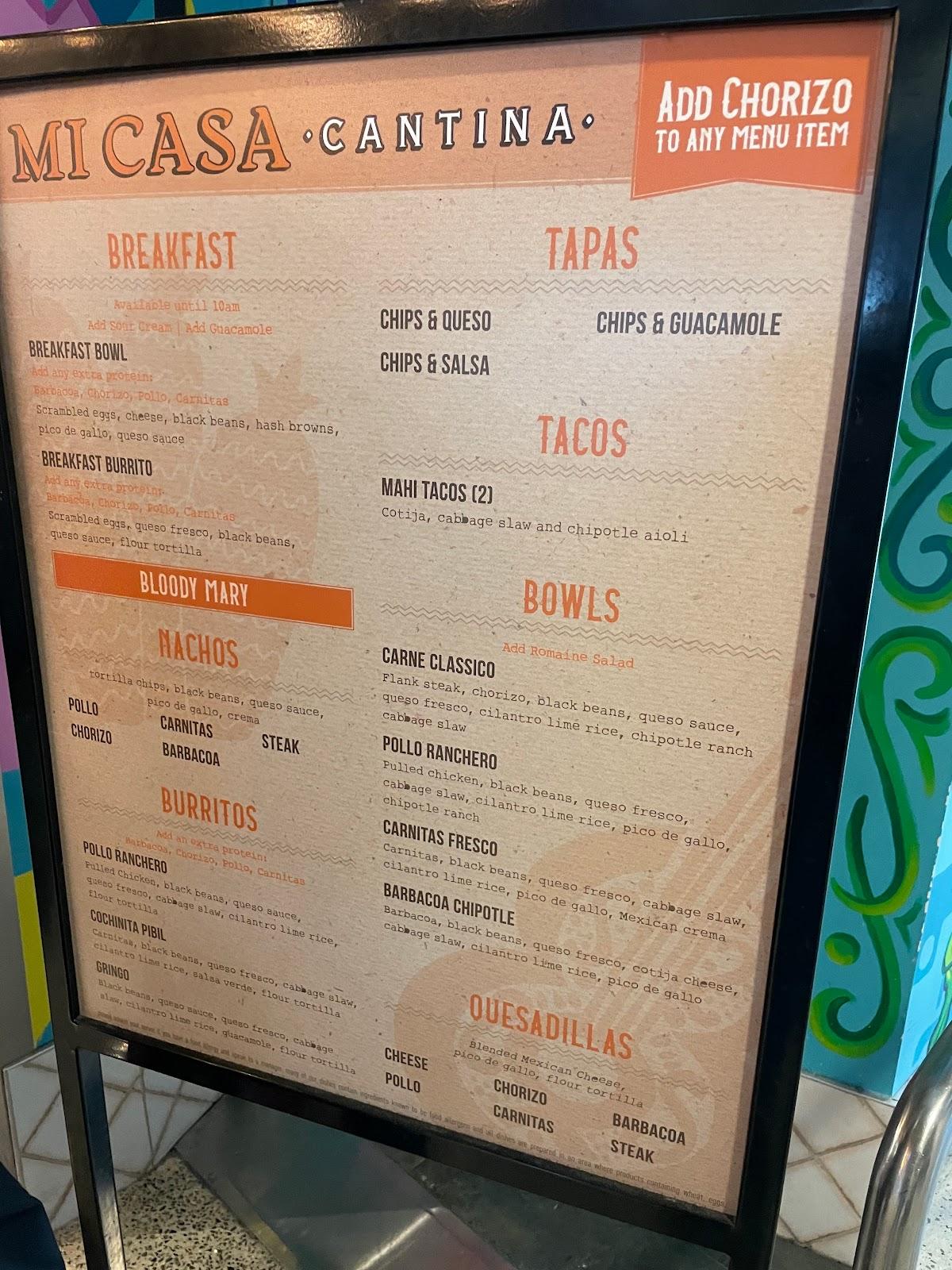 Menu at Mi Casa Cantina restaurant, SeaTac