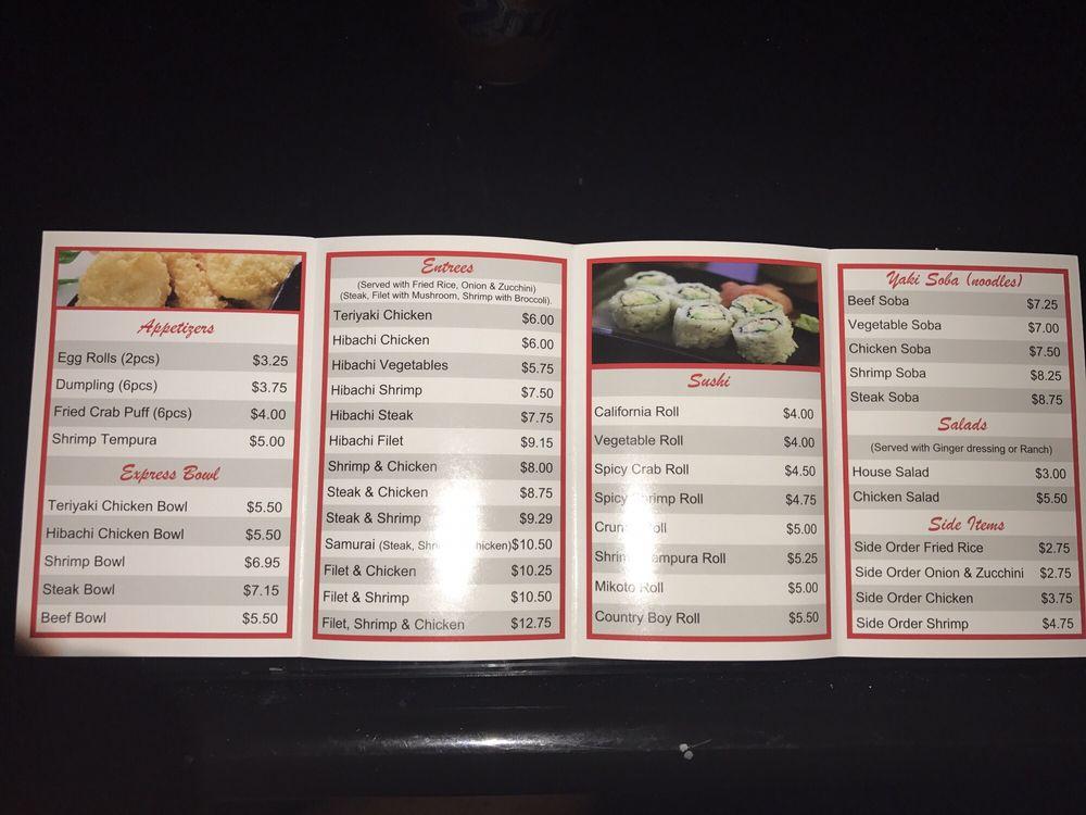 Menu at Mikoto Express restaurant, Pembroke