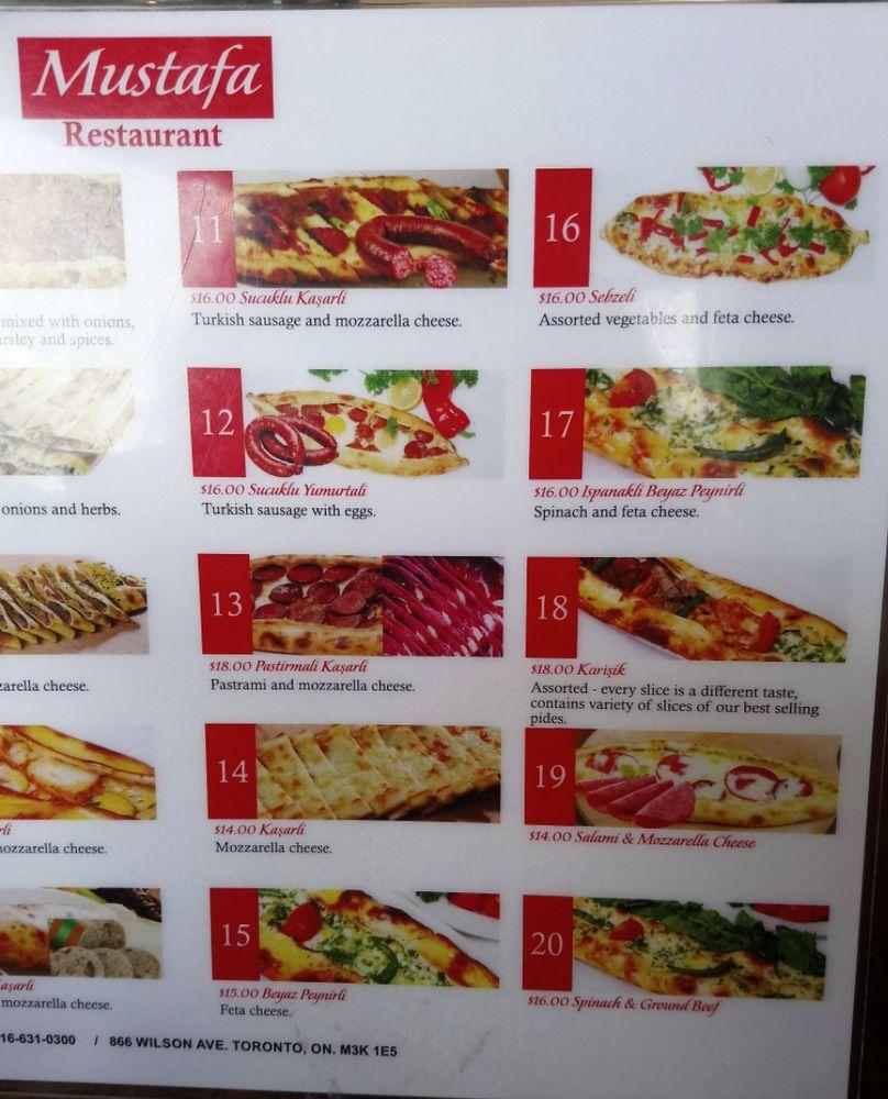 Menu at Mustafa Turkish Kebap - Pide - Doner restaurant, Toronto, 866 ...