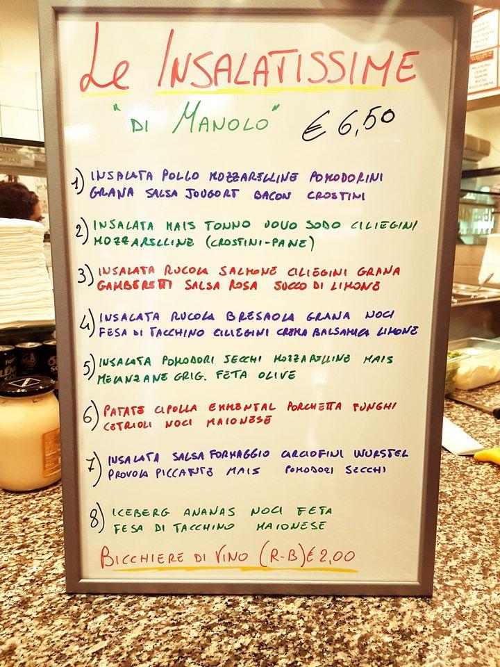 Menu at Panineria da Manolo restaurant, Rome
