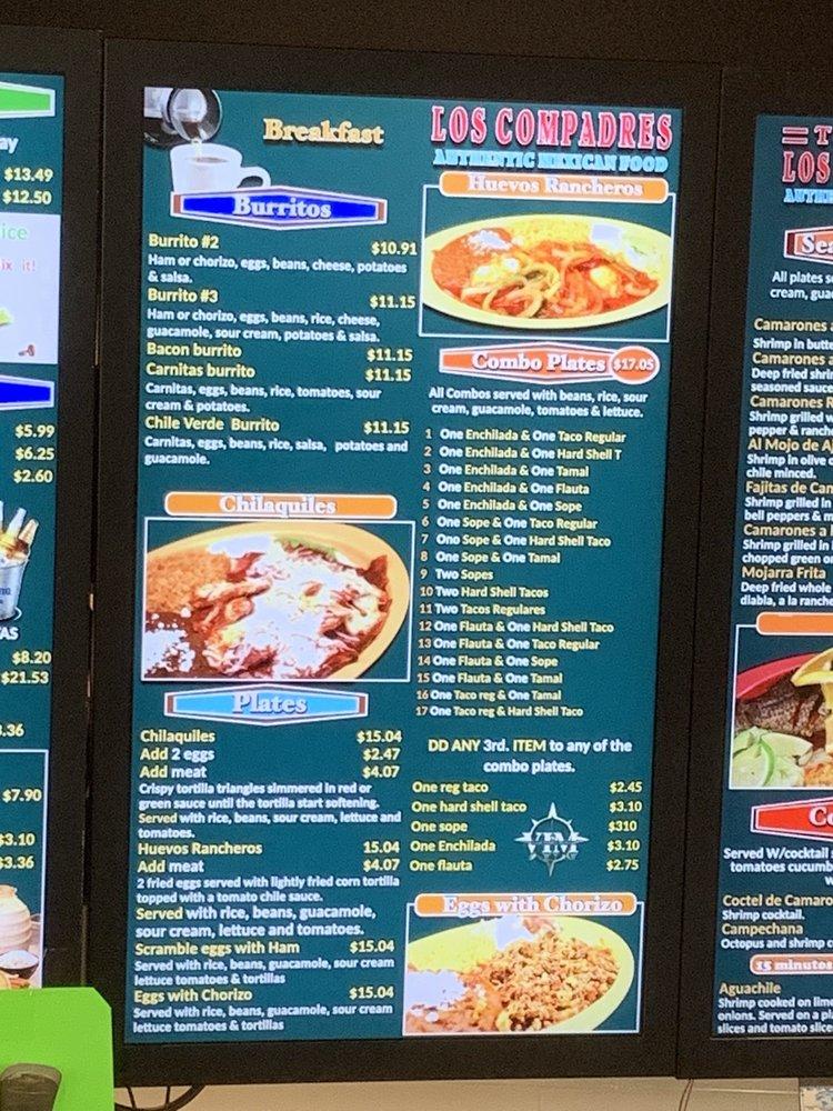 Menu at Taqueria los compadres III fast food, Rancho Cordova